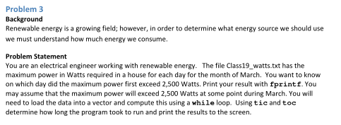 Solved Problem Background Renewable energy is a growing | Chegg.com