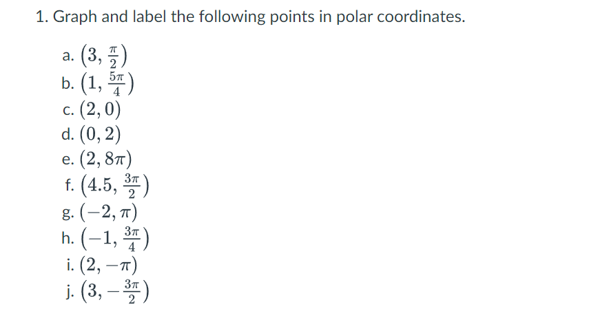 Solved 1. Graph and label the following points in polar | Chegg.com