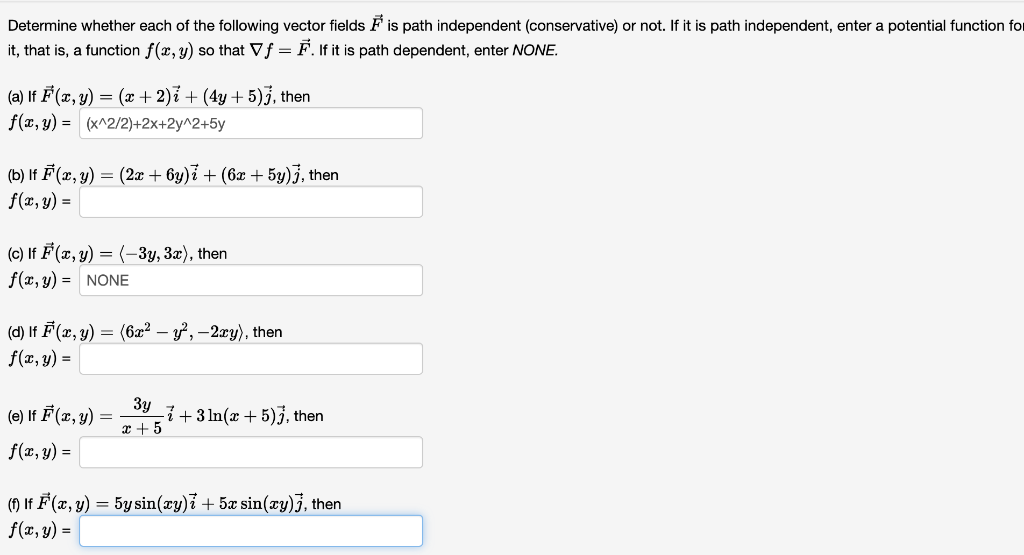 Solved Determine whether each of the following vector fields | Chegg.com