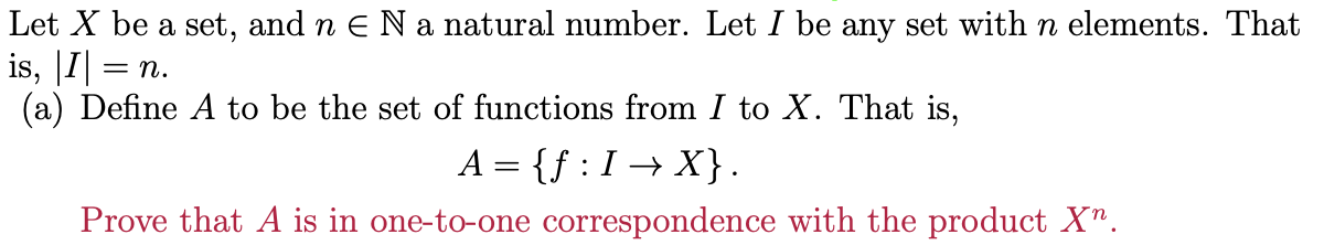 Solved Let X be a set, and n∈N a natural number. Let I be | Chegg.com