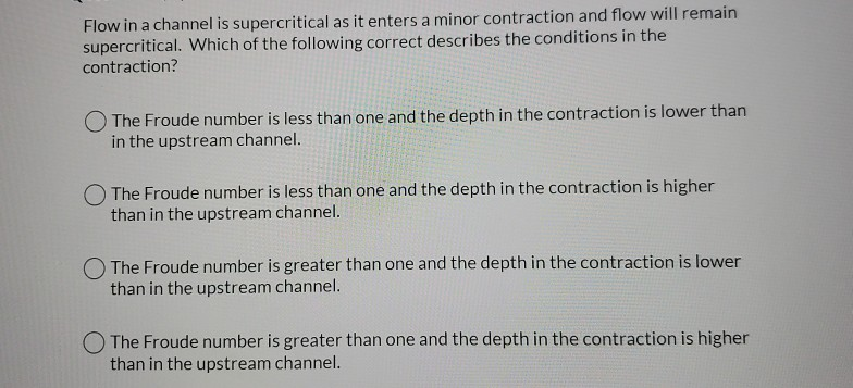 Solved Flow in a channel is supercritical as it enters a | Chegg.com