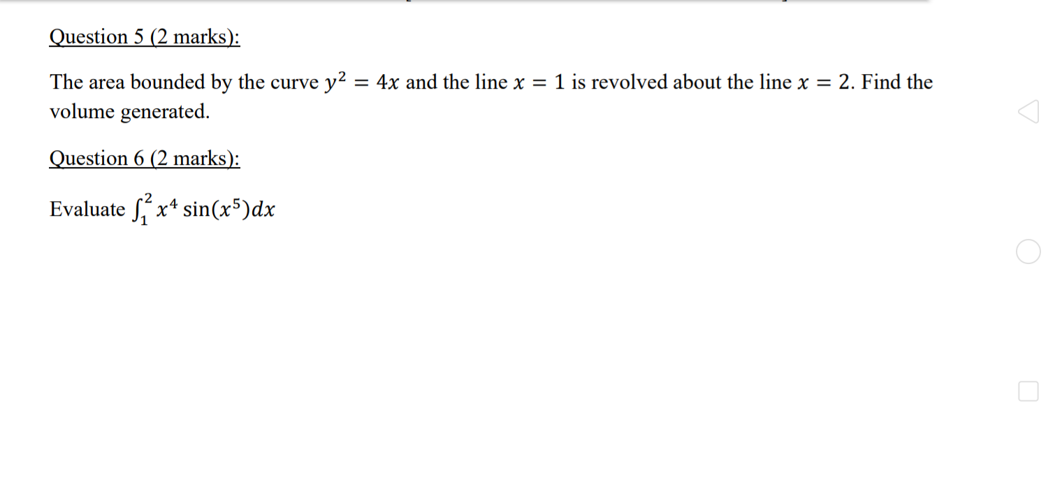 Solved The area bounded by the curve y2=4x and the line x=1 | Chegg.com