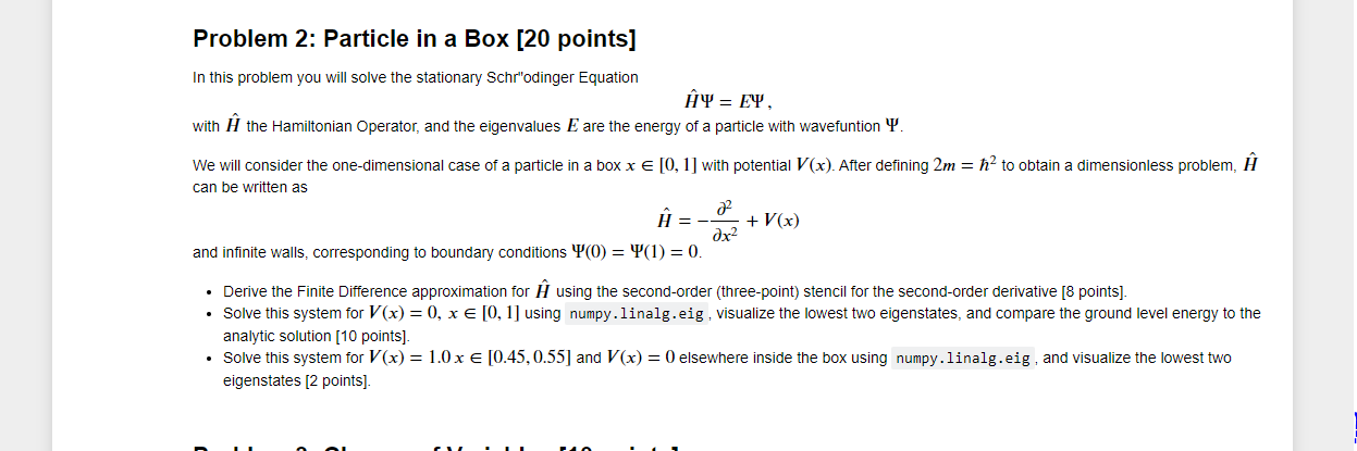 Problem 2: Particle in a Box [20 points] In this | Chegg.com