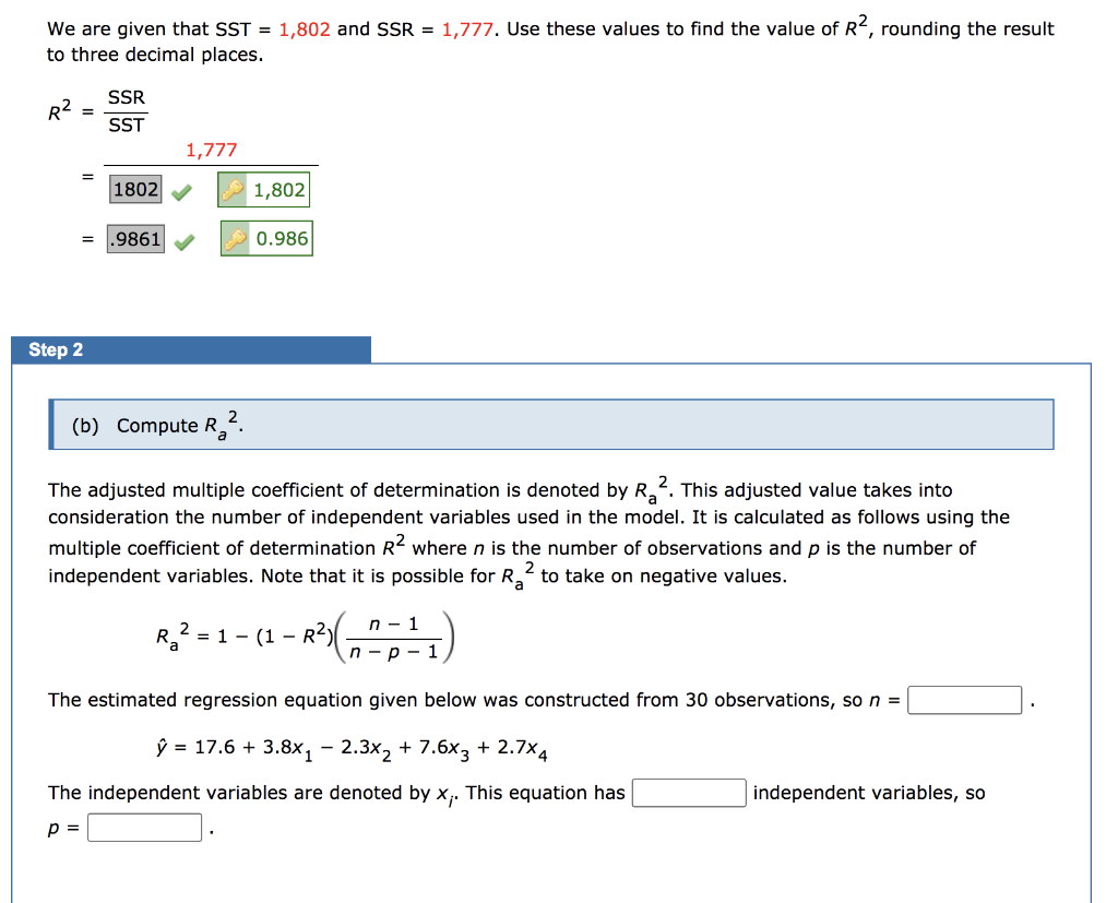 Solved We are given that SST = 1,802 and SSR = 1,777. Use | Chegg.com