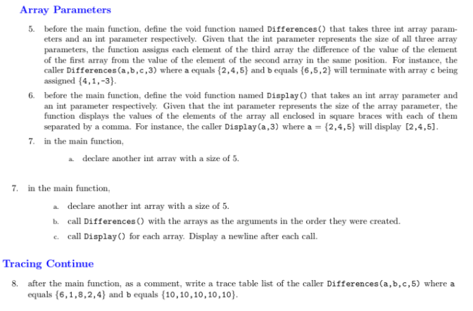 Solved Array Parameters 5. before the main function, define | Chegg.com