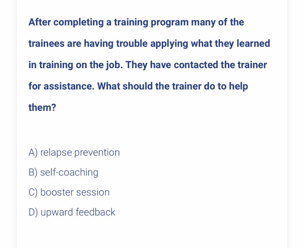 Solved After completing a training program many of the | Chegg.com