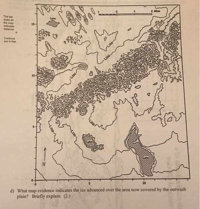 Solved 2) Map Interpretation: Moraine and Pitted Outwash | Chegg.com