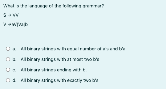 Solved What is the language of the following grammar? | Chegg.com