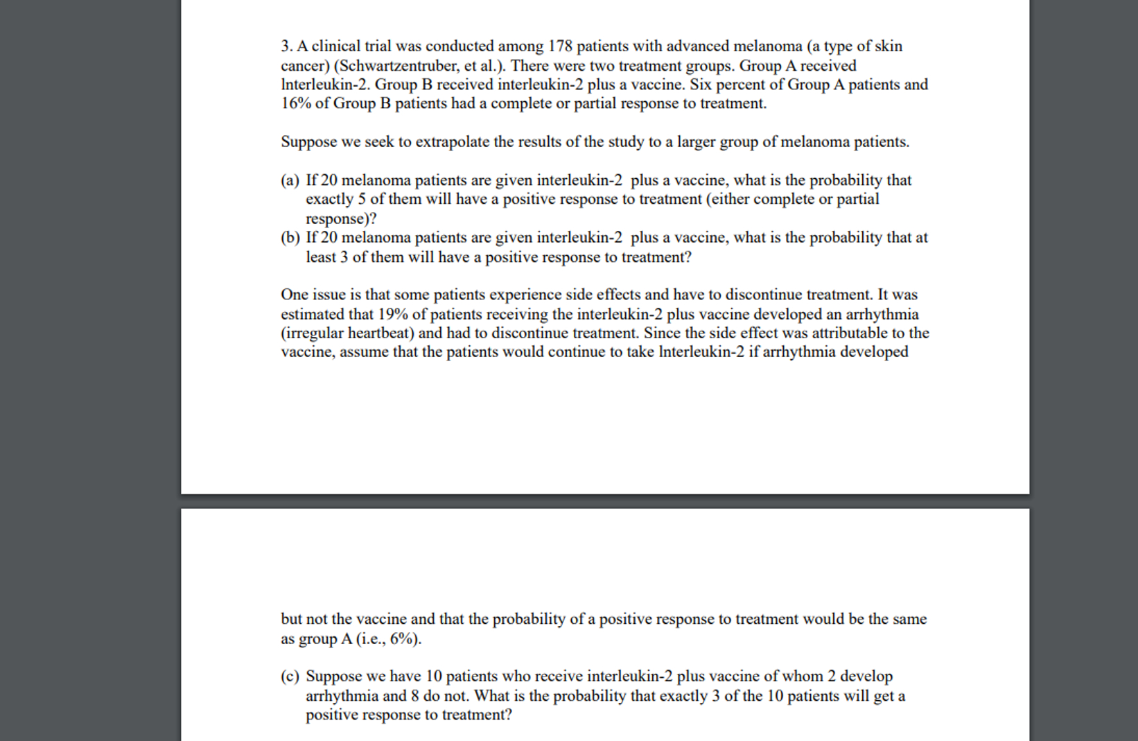 Solved Need python or Rstudio code for below:A clinical | Chegg.com
