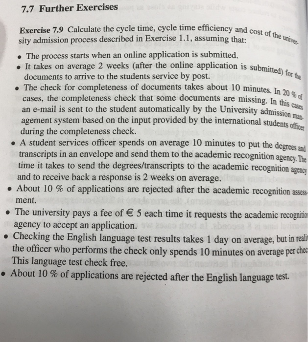 Solved 7.7 Further Exercises Exercise 7.9 Calculate the | Chegg.com