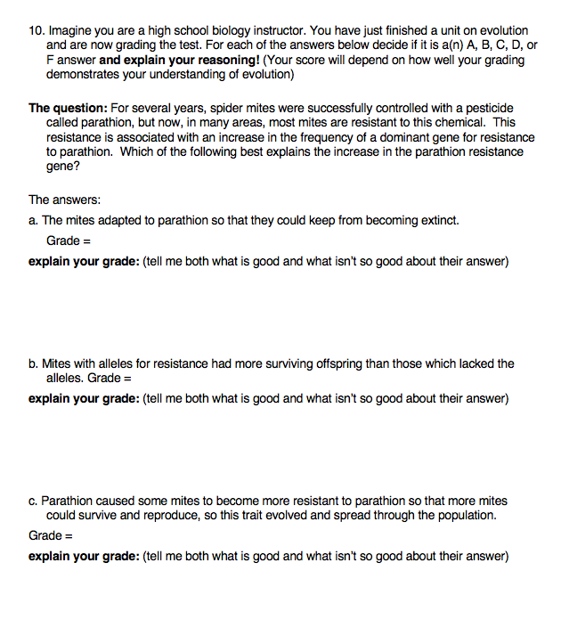 Solved 10. Imagine you are a high school biology instructor. | Chegg.com