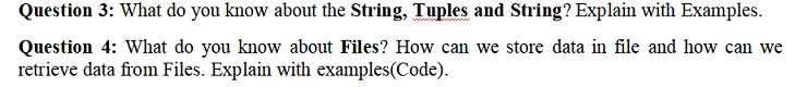 Solved Question 3: What do you know about the String, Tuples | Chegg.com