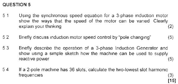 Solved QUESTION 5 51 Using the synchronous speed equation | Chegg.com