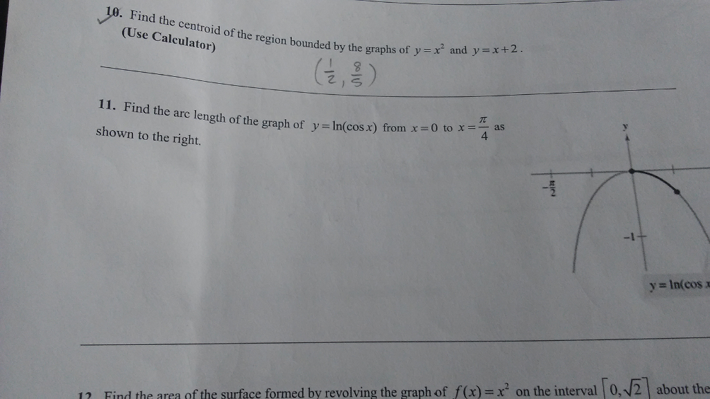 Solved 11. Find the arc length of the graph of y=ln(cosx) | Chegg.com