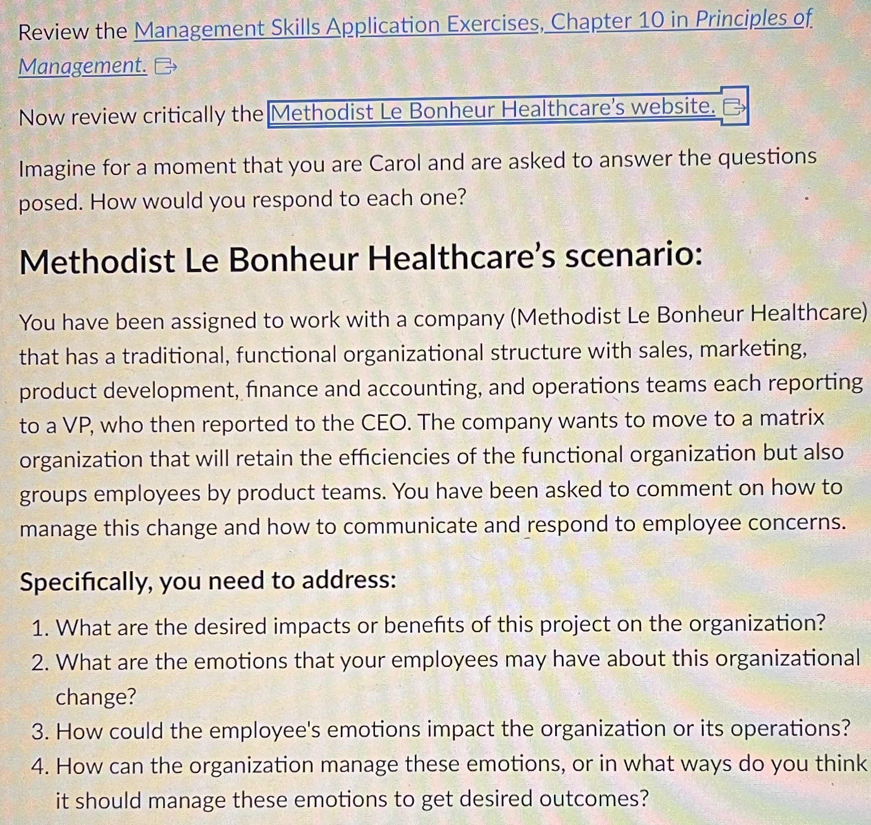 Solved Review the Management Skills Application Exercises, | Chegg.com