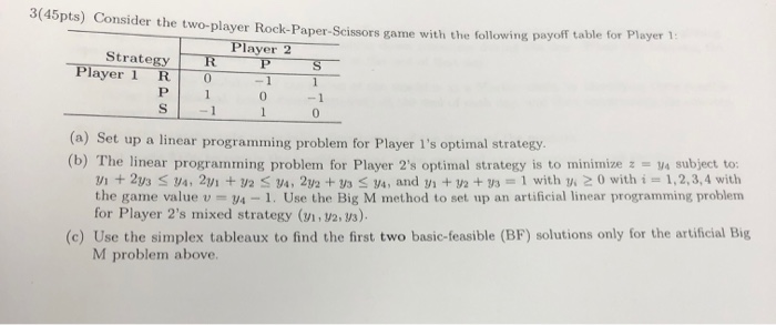 Solved 3(45pts) Consider the two-player Rock-Paper -Scissors | Chegg.com