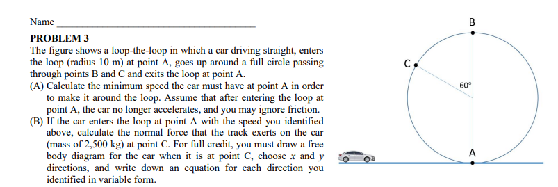 Solved The figure shows a loop-the-loop in which a car | Chegg.com