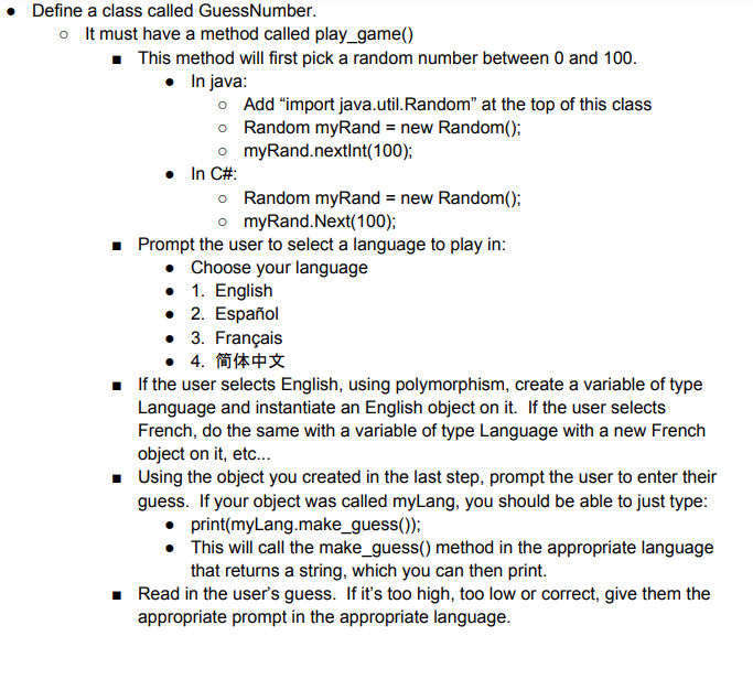 Solved Classes you must create: • Define an abstract | Chegg.com
