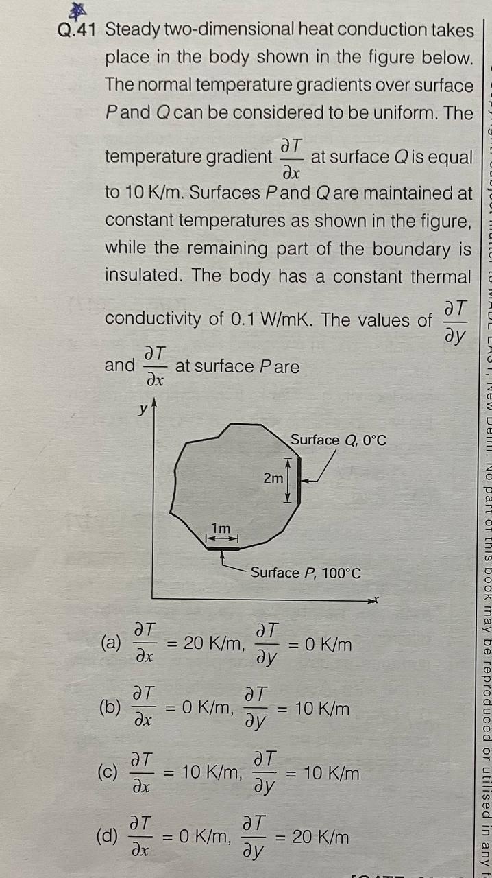Solved Q.41 Steady two-dimensional heat conduction takes | Chegg.com