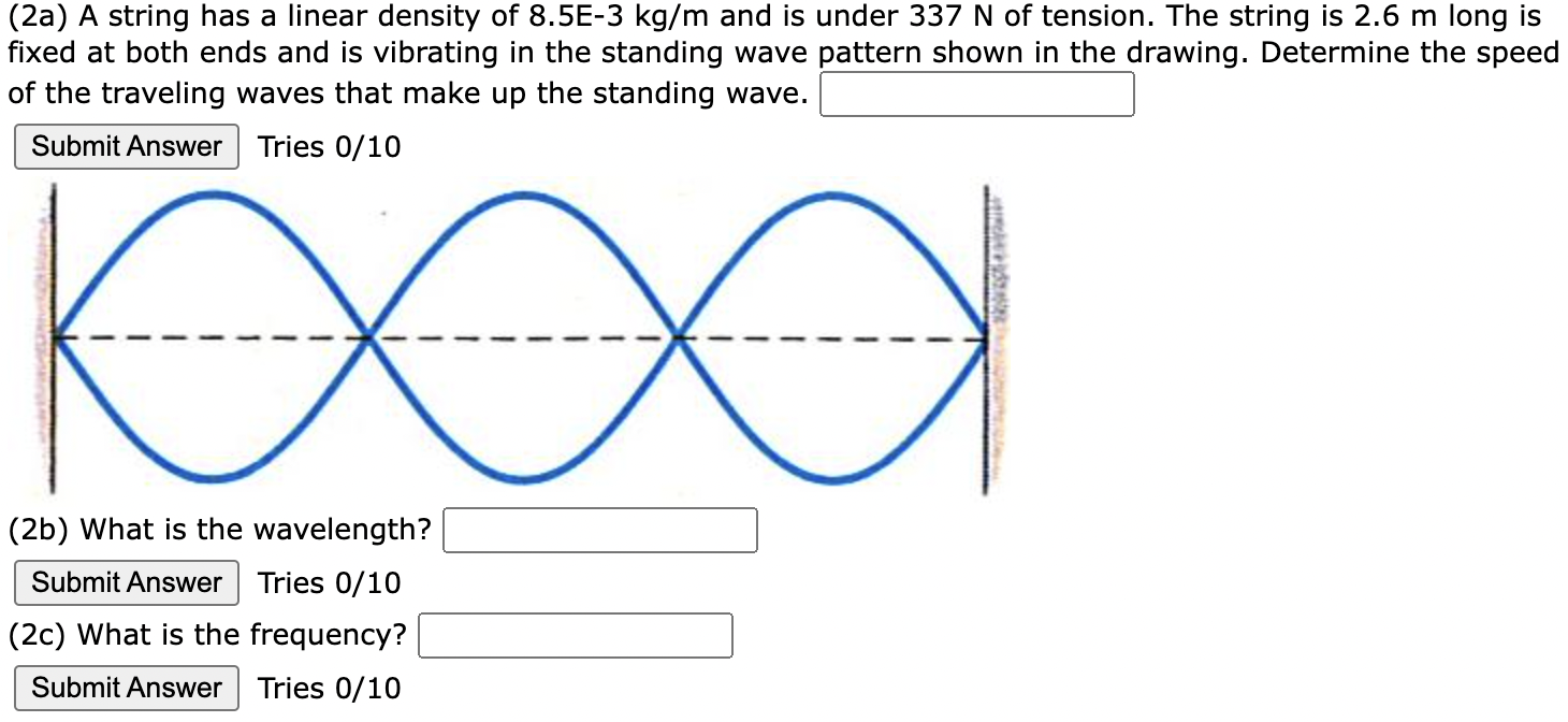 Solved (2a) A string has a linear density of 8.5E−3 kg/m and | Chegg.com
