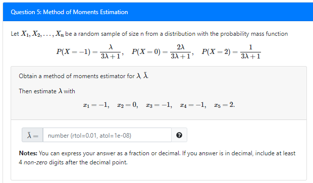 Solved Question 5: Method of Moments Estimation Let X1, | Chegg.com