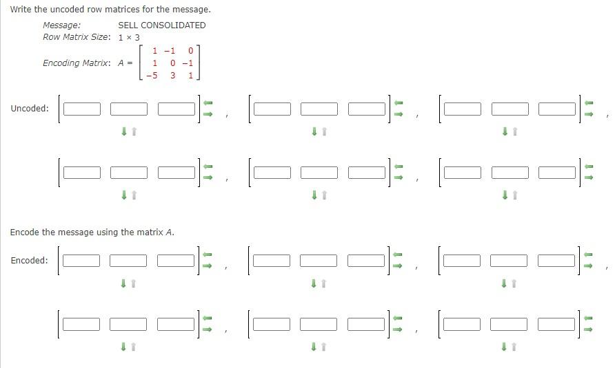 Solved Write the uncoded row matrices for the message. | Chegg.com