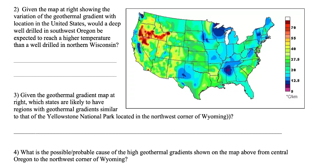 Solved 2) Given the map at right showing the variation of | Chegg.com