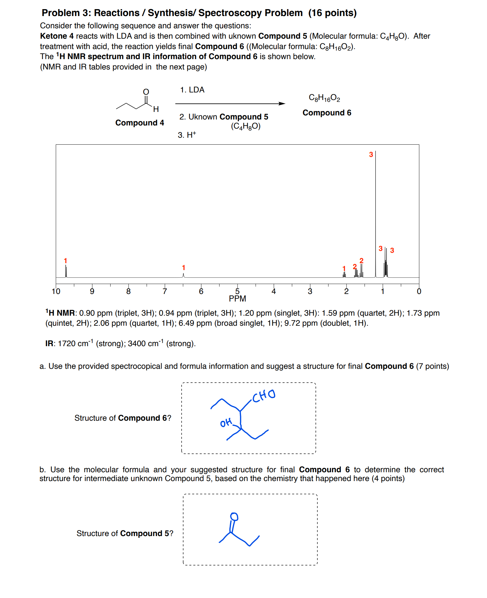Solved Problem 3: Reactions / Synthesis/ Spectroscopy | Chegg.com