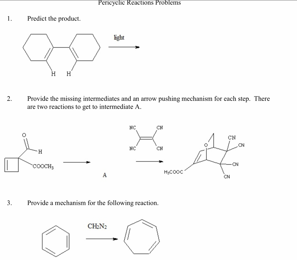 Solved: Pericyclic Reactions Problems 1. Predict The Produ... | Chegg.com