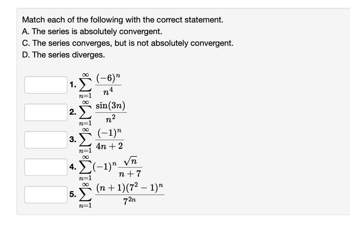 Solved Match each of the following with the correct | Chegg.com