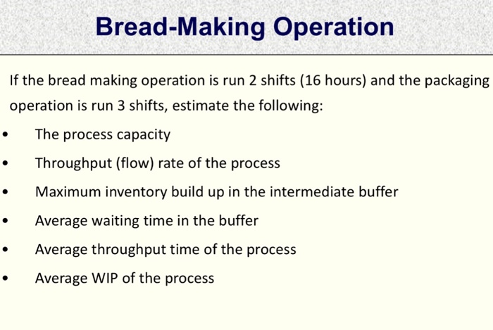 Bread-Making Operation If the bread making operation | Chegg.com