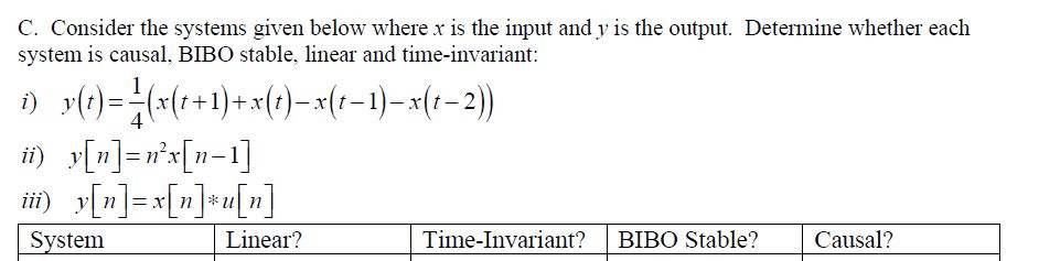 Solved C. Consider the systems given below where x is the | Chegg.com