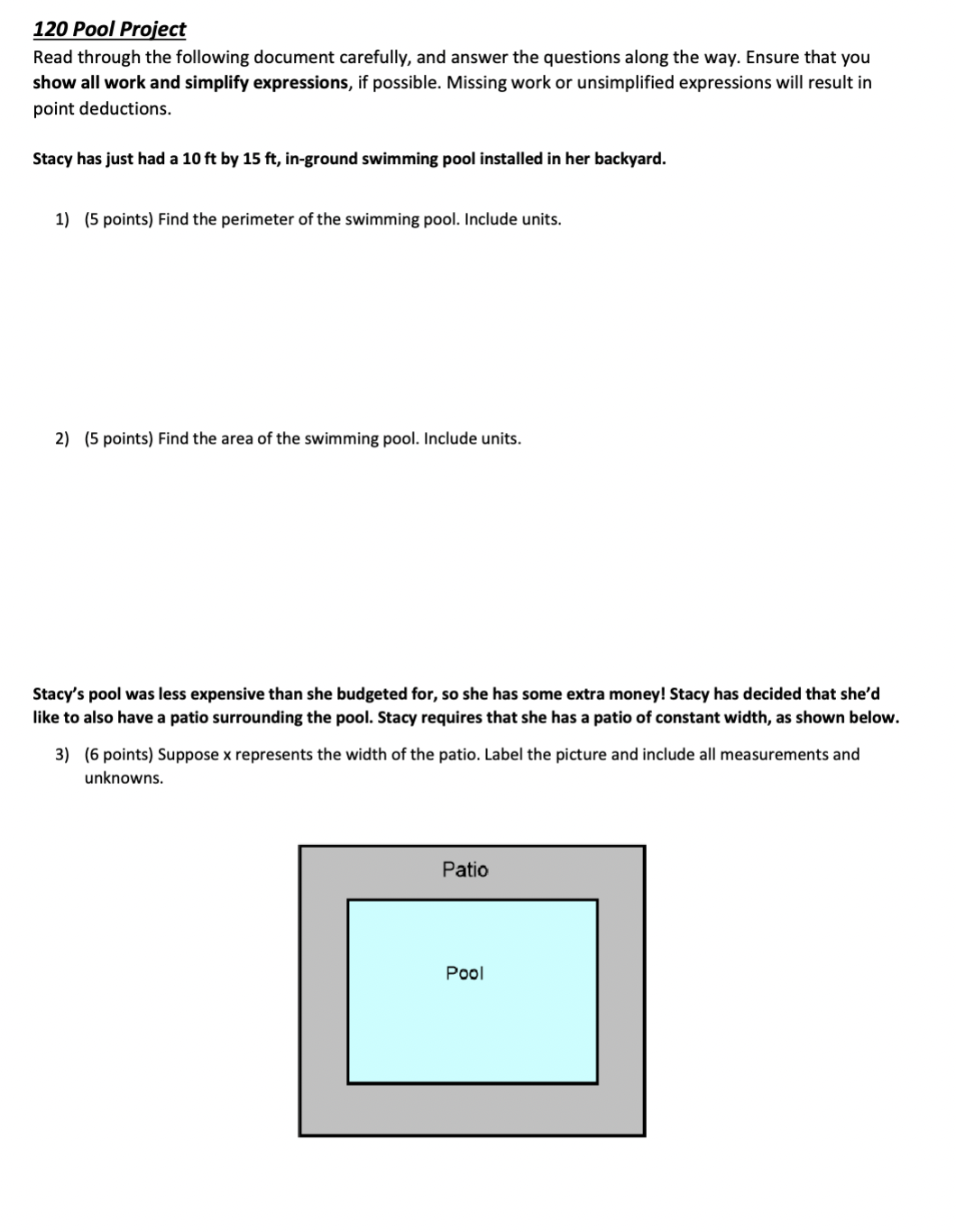 120 Pool Project Read through the following document | Chegg.com
