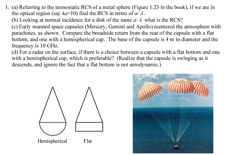 Solved (a) ﻿Referring to the monostatic RCS of a metal | Chegg.com