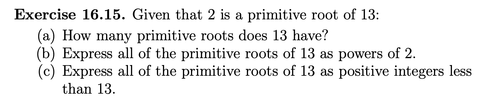 Solved Exercise 16.15. Given that 2 is a primitive root of | Chegg.com
