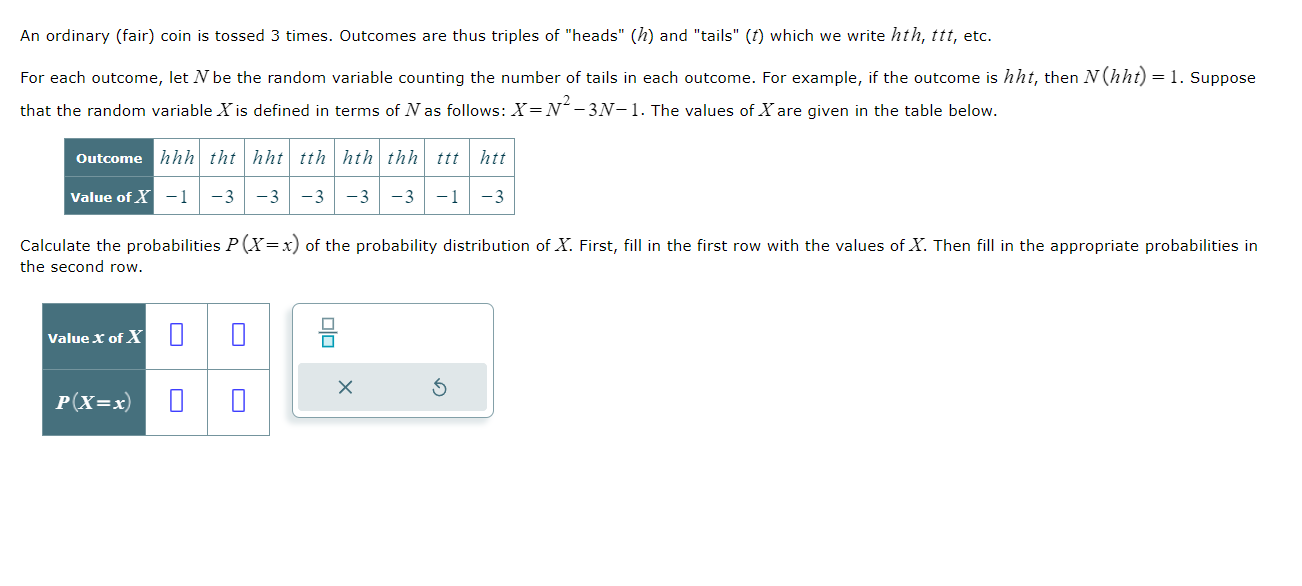 Solved An ordinary (fair) coin is tossed 3 times. Outcomes | Chegg.com