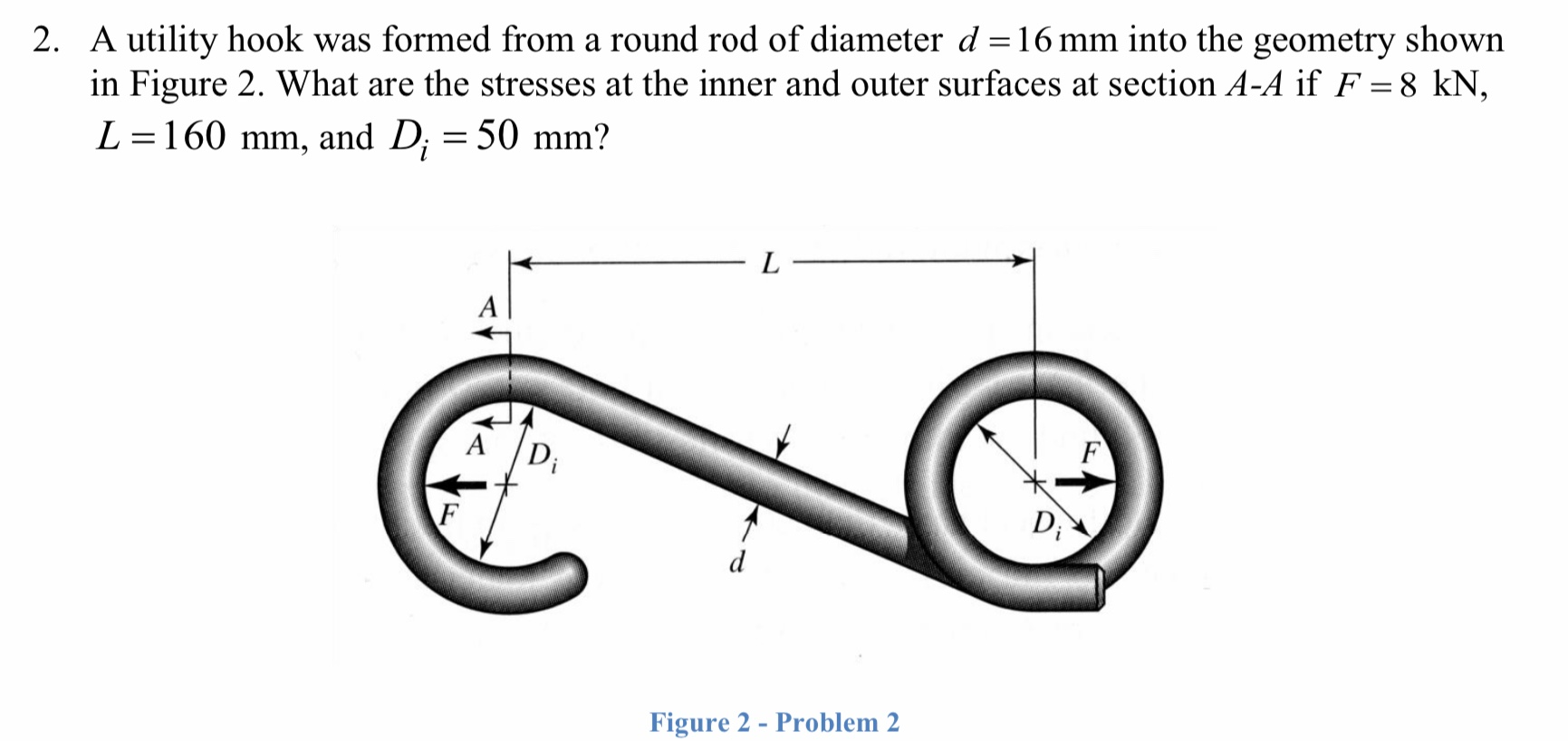 Solved 2. A utility hook was formed from a round rod of | Chegg.com