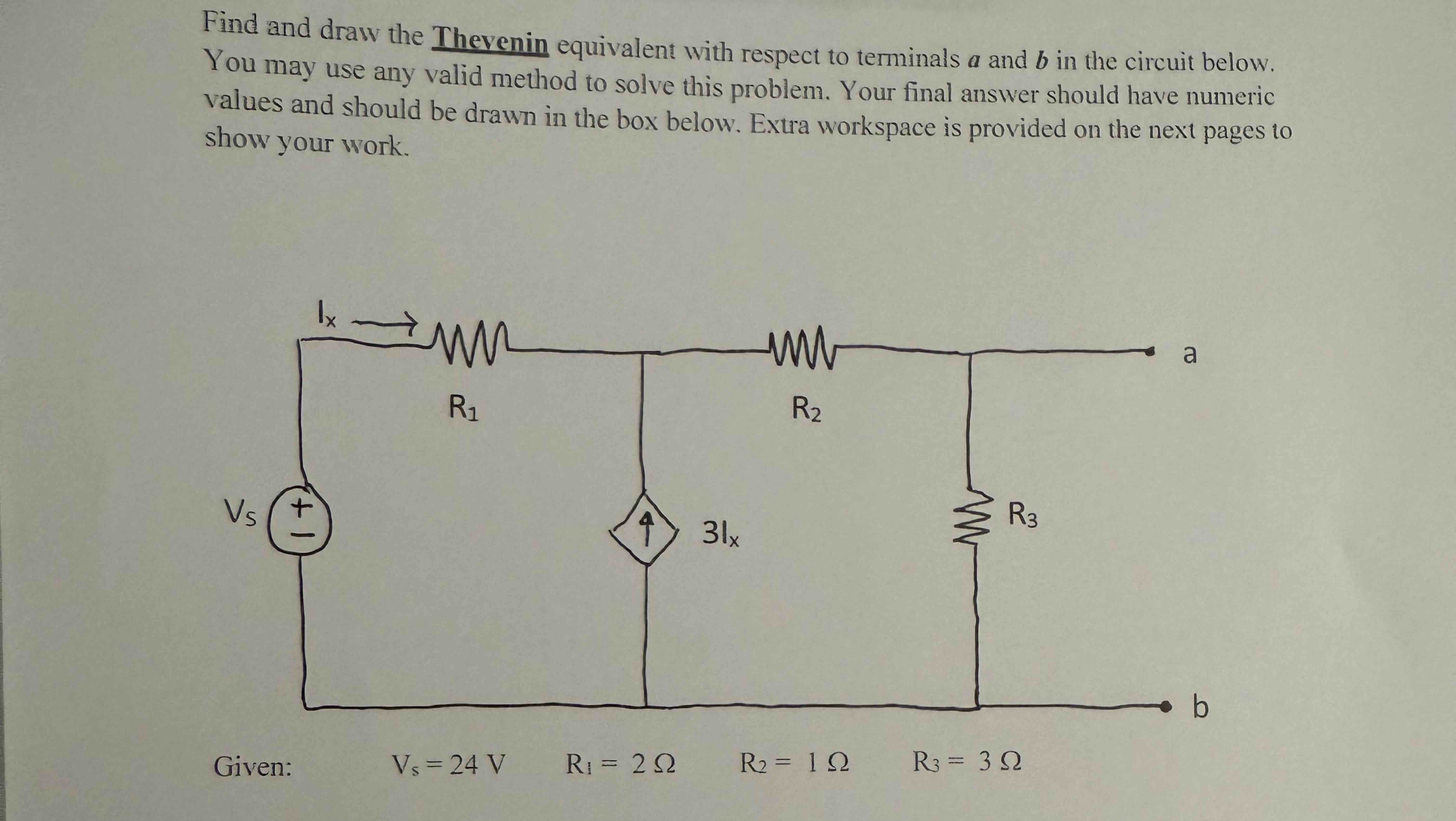 [Solved]: Find and draw the Thevenin equivalent with respect