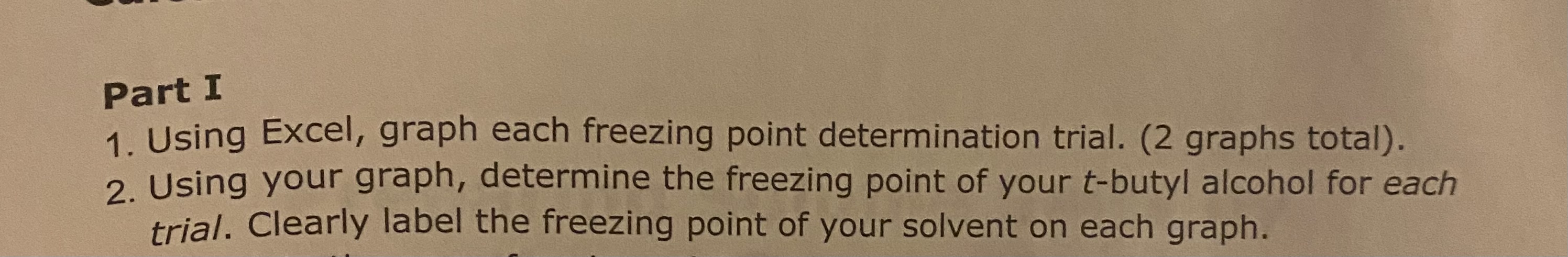 Solved Part I 1. Using Excel, graph each freezing point | Chegg.com