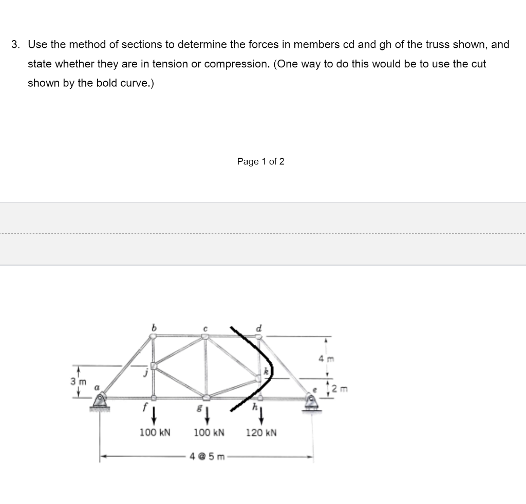 Solved 3 Use The Method Of Sections To Determine The Forces