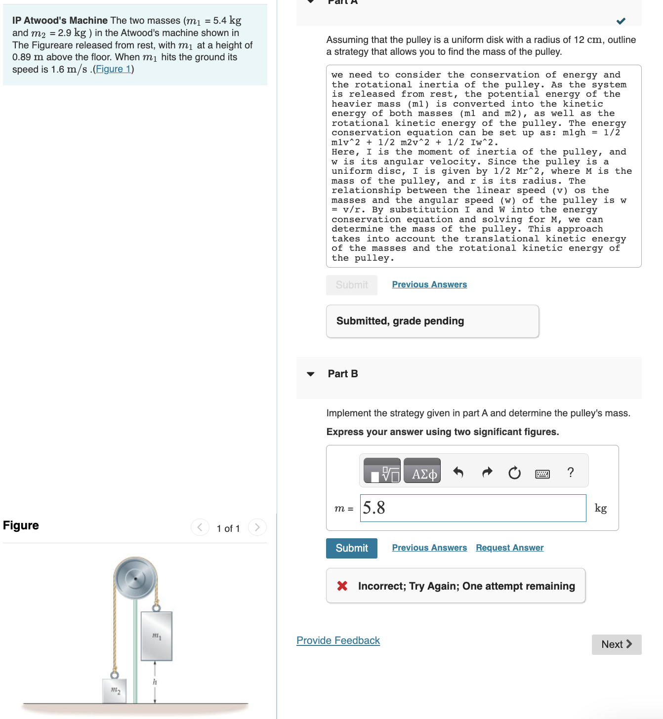 Solved IP Atwood's Machine The two masses ( \( | Chegg.com