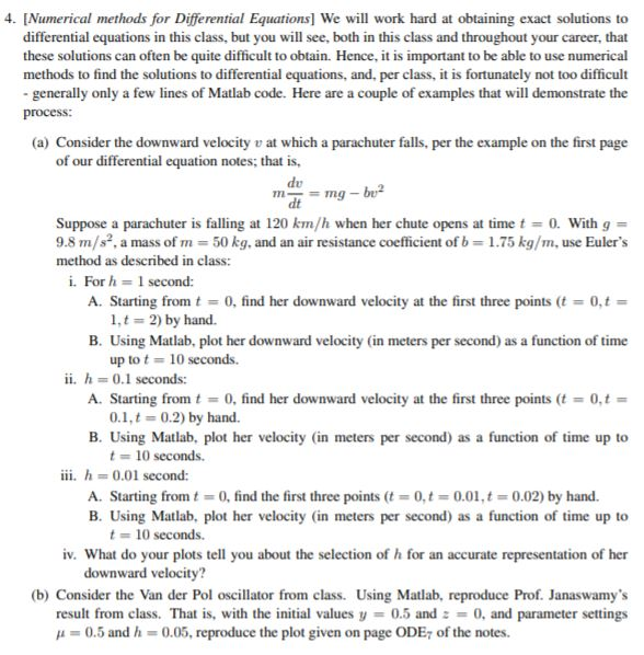 Solved 4. [Numerical methods for Differential Equations) We | Chegg.com