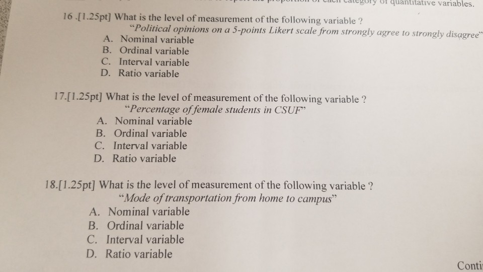Solved Po proporcUNT UT LACI Category of quantitative | Chegg.com
