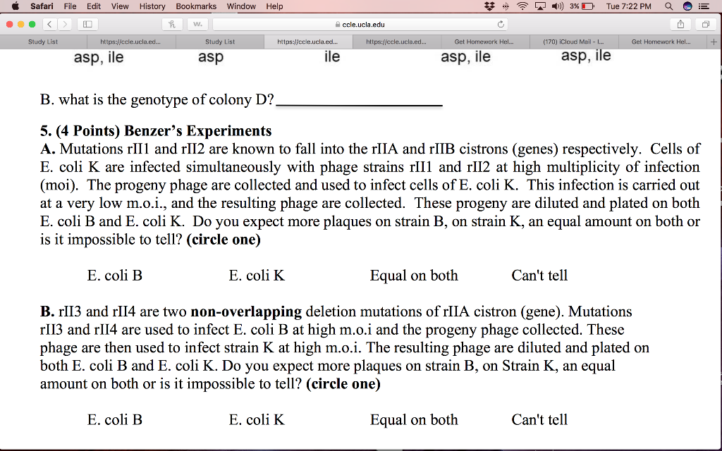 Solved Please only do #5 where it says Benzer's experiments. | Chegg.com