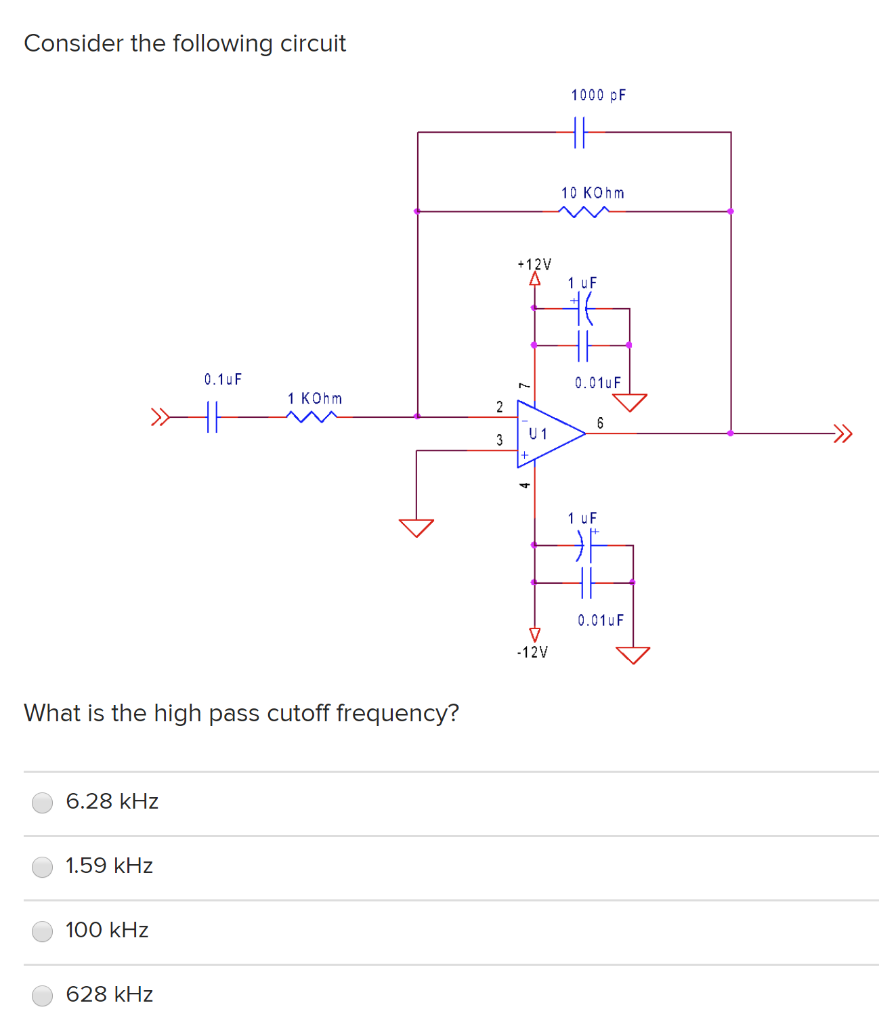 Solved Consider the following circuit 1000 pF 10 KOhm +12V 1 | Chegg.com