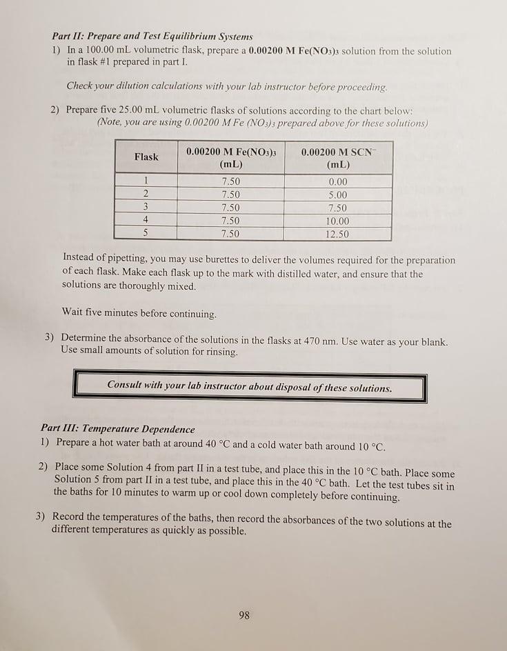 Solved CHEMICAL EQUILIBRIUM PRE-LAB ASSIGNMENT Calculate the | Chegg.com