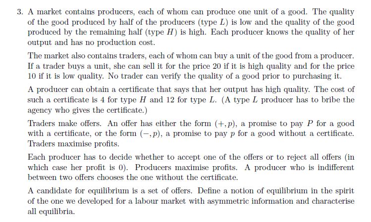 Solved market contains producers, each of whom can produce | Chegg.com