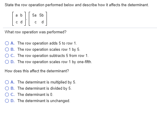 Solved State the row operation performed below and describe | Chegg.com