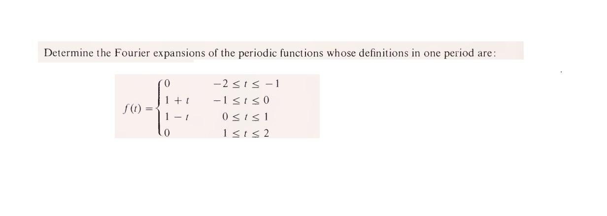 Solved Determine The Fourier Expansions Of The Periodic