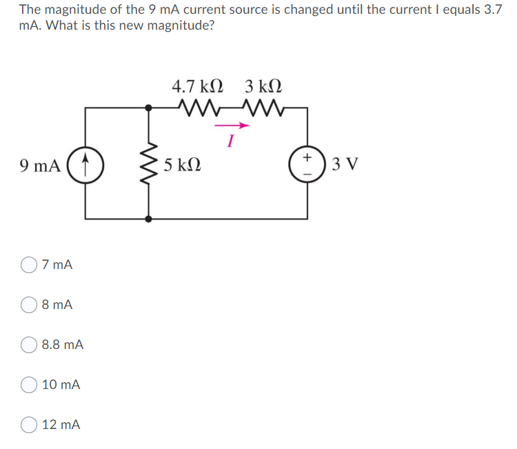 Solved The magnitude of the 9 mA current source is changed | Chegg.com